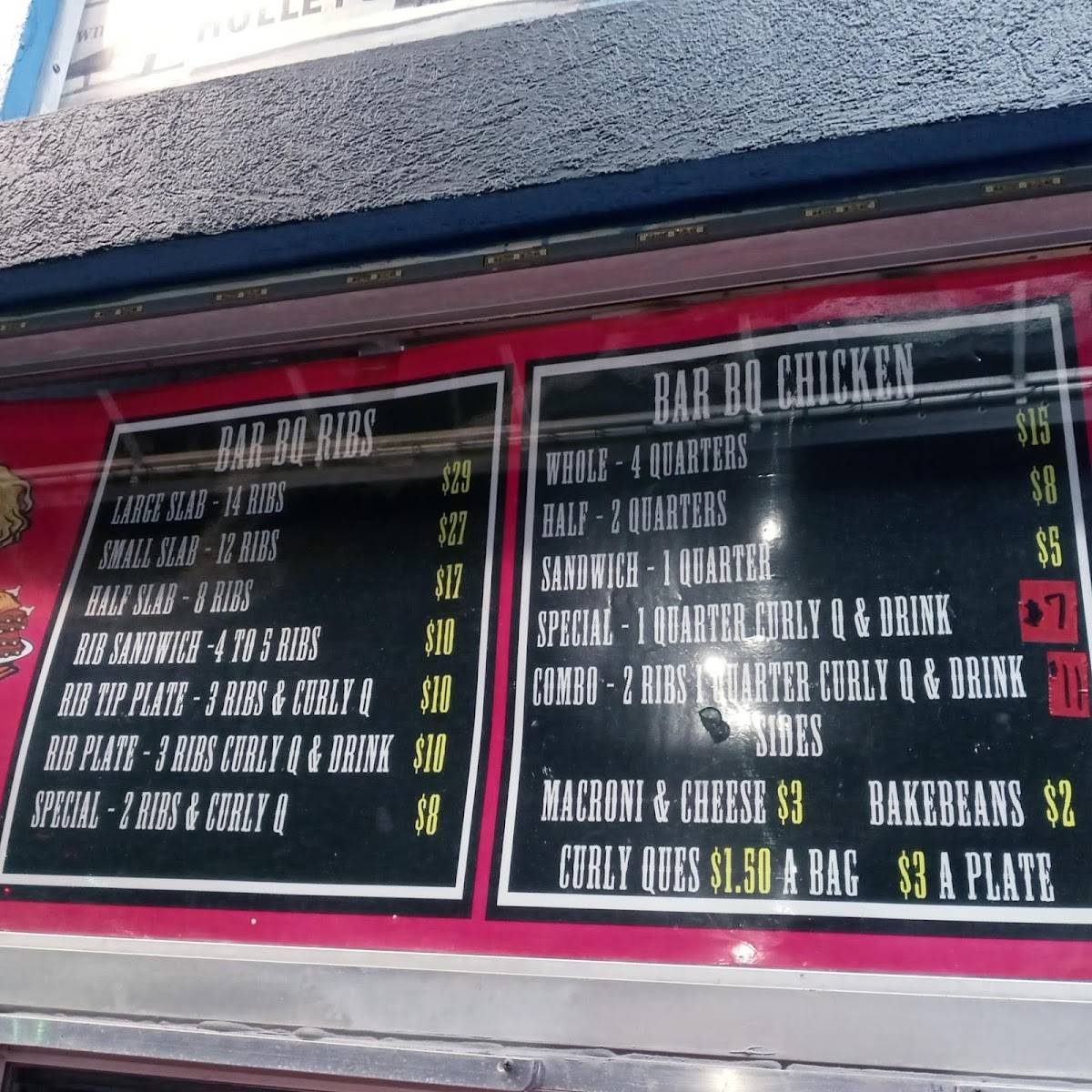 Menu at Holley's Bar B Q, Jacksonville