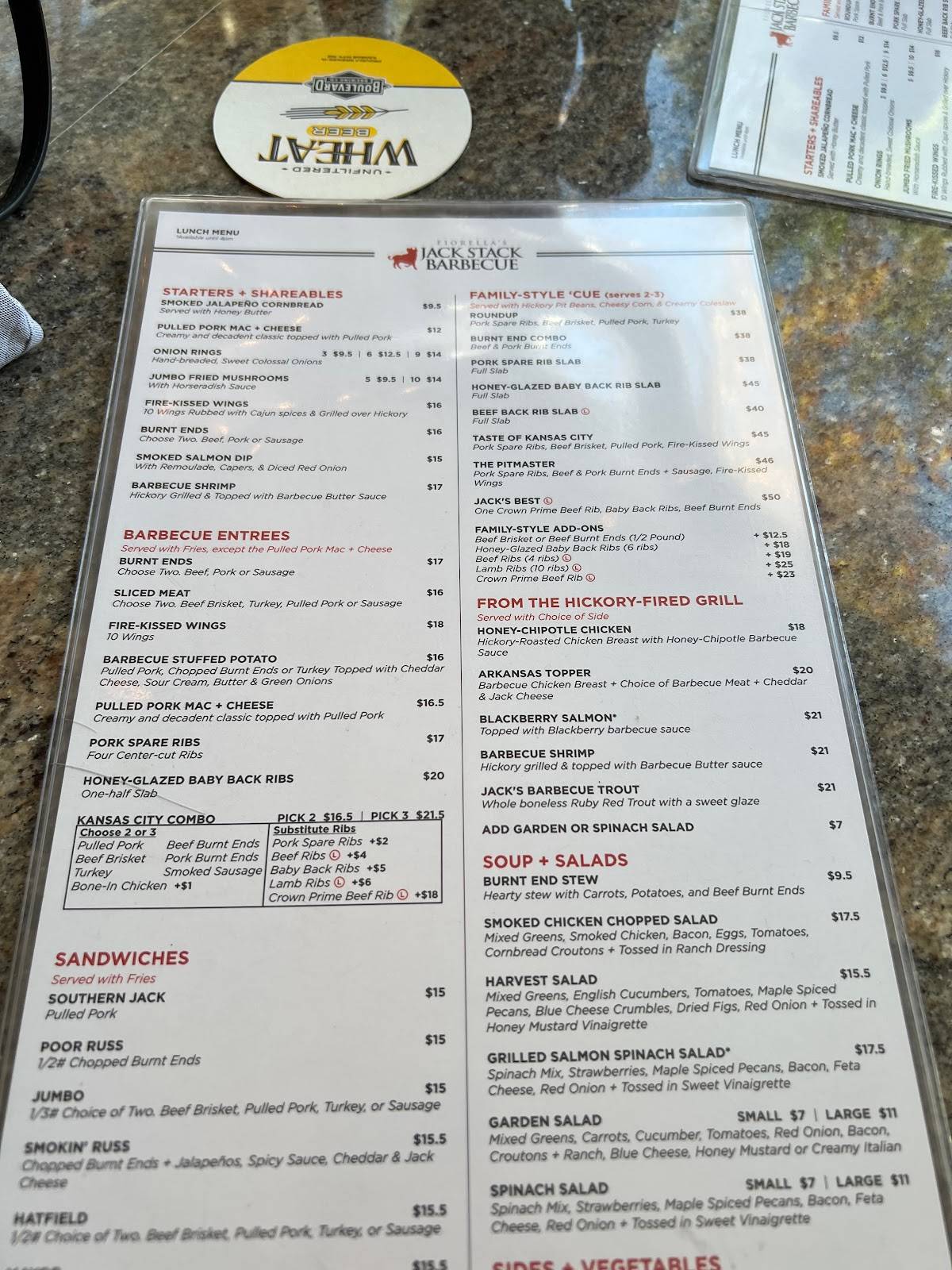 Carta de Jack Stack Barbecue - Freight House, Kansas City
