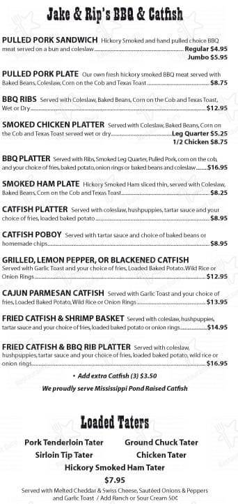 Menu at Jake & Rip's BBQ, Grenada