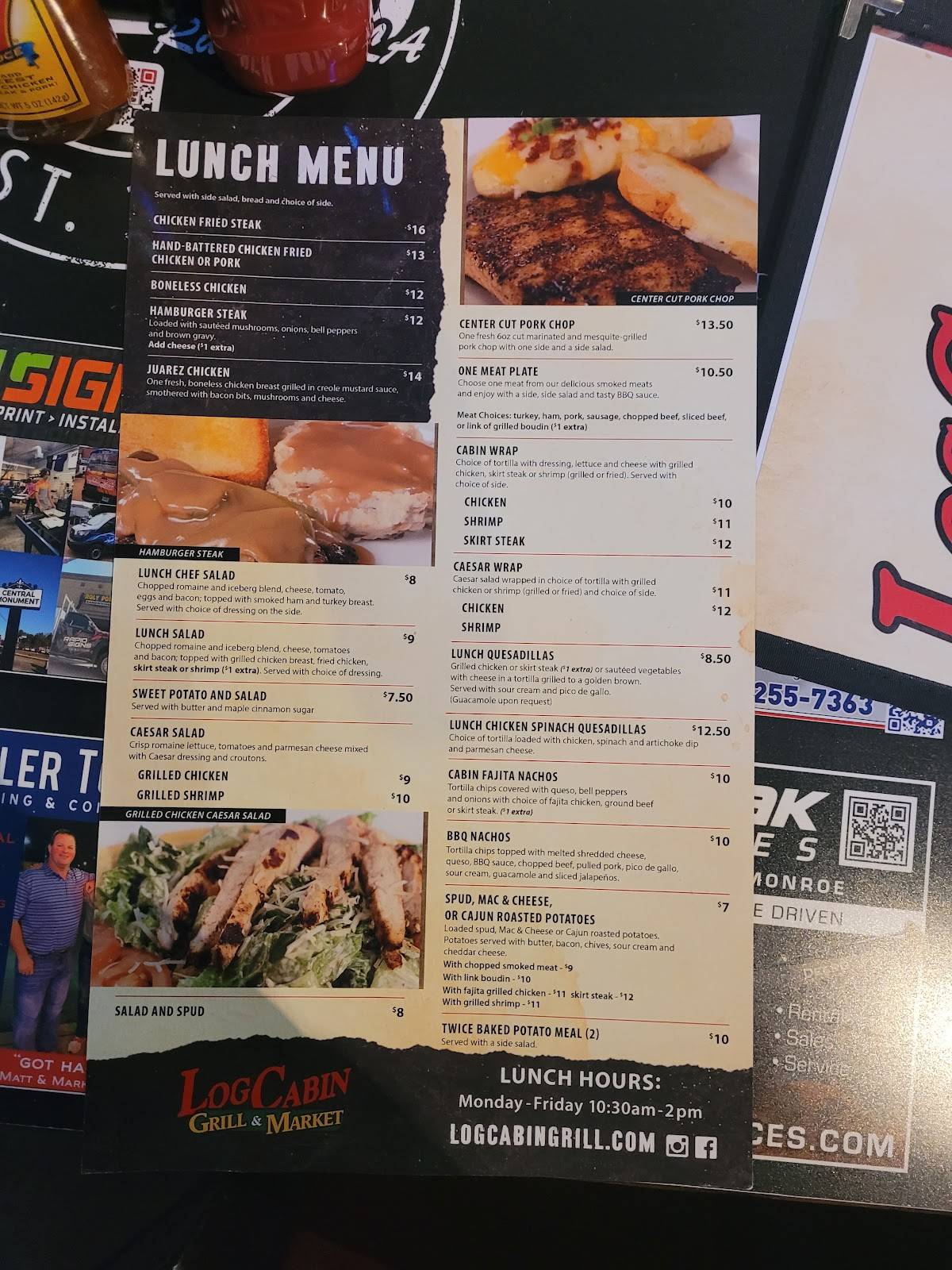 Menu at Log Cabin Grill & Market BBQ, Ruston