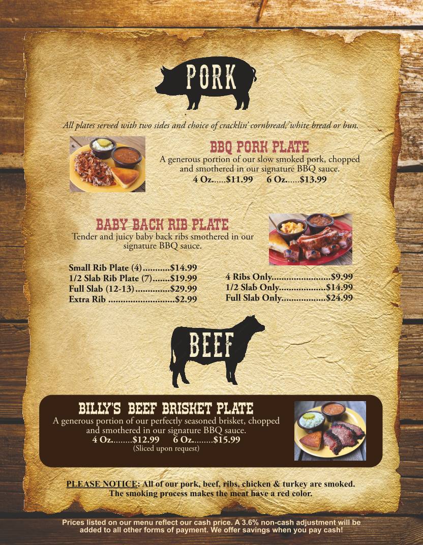 Menu at McGhin's Southern Pit Bar-B-Que, Griffin