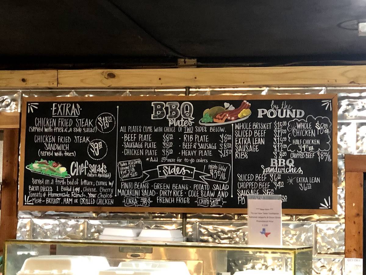 Menu at White's BBQ, Port Lavaca