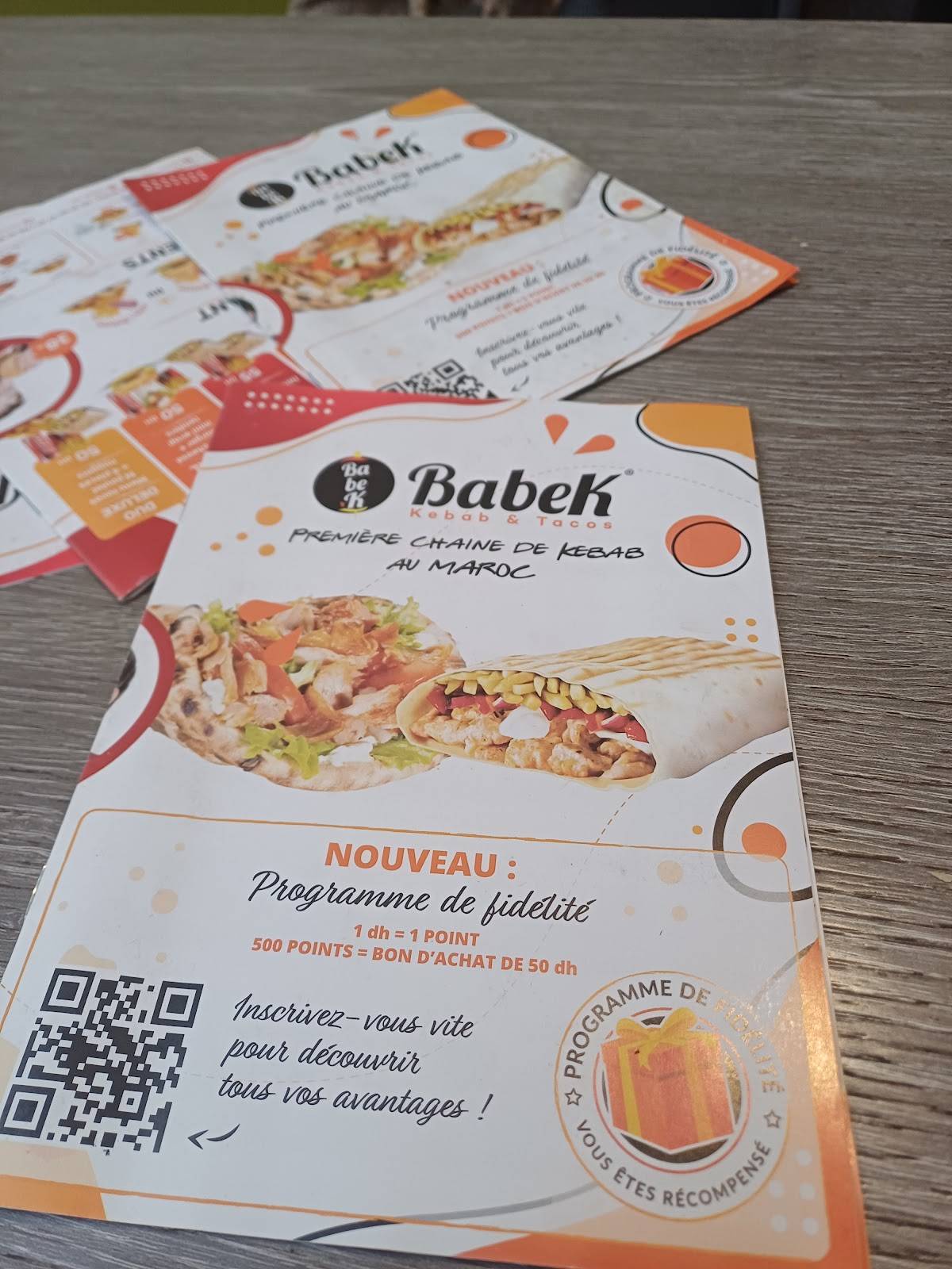 Menu au Babek agdal restaurant, Rabat