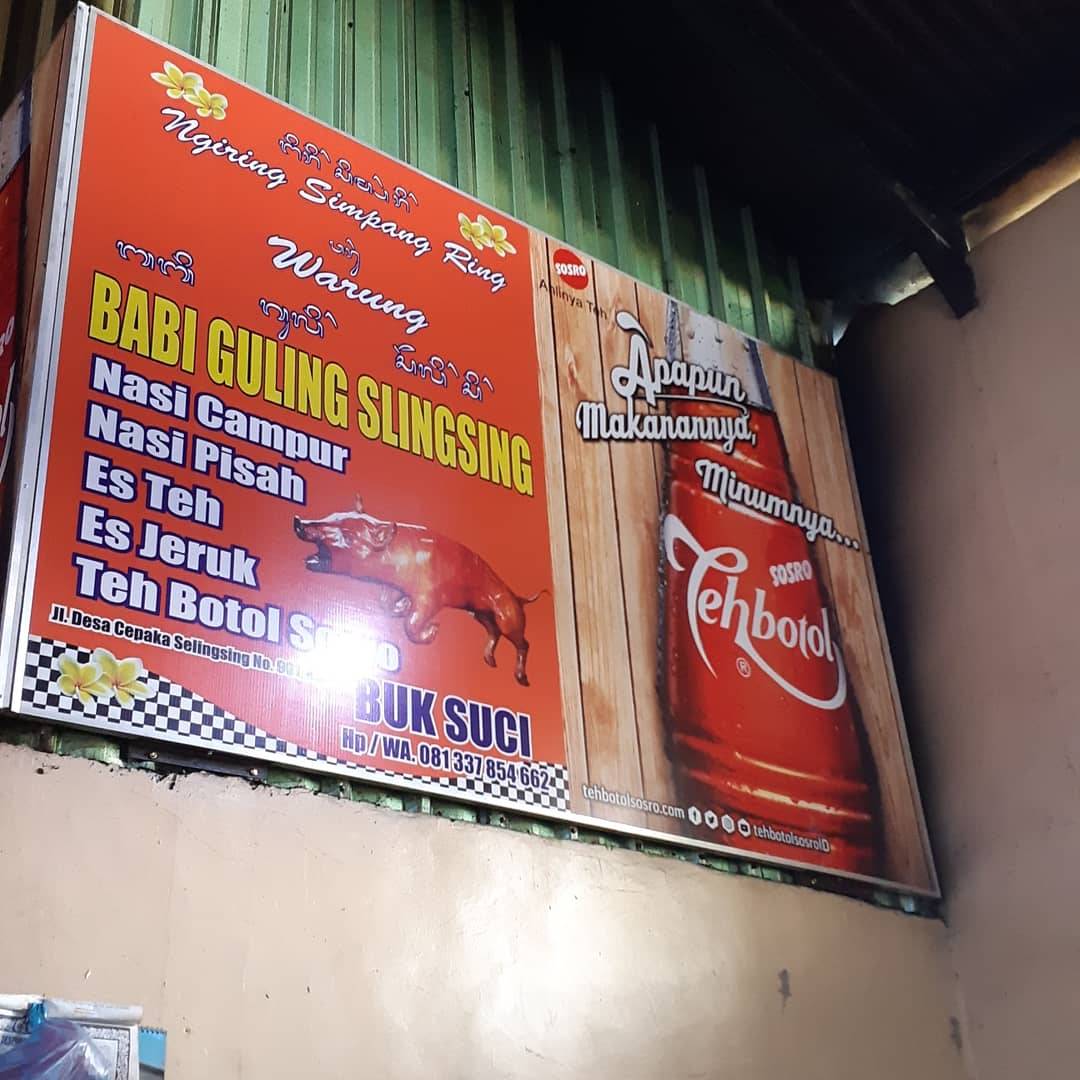 Carta del restaurante Babi Guling Slingsing "Bu Suci", Mengwi