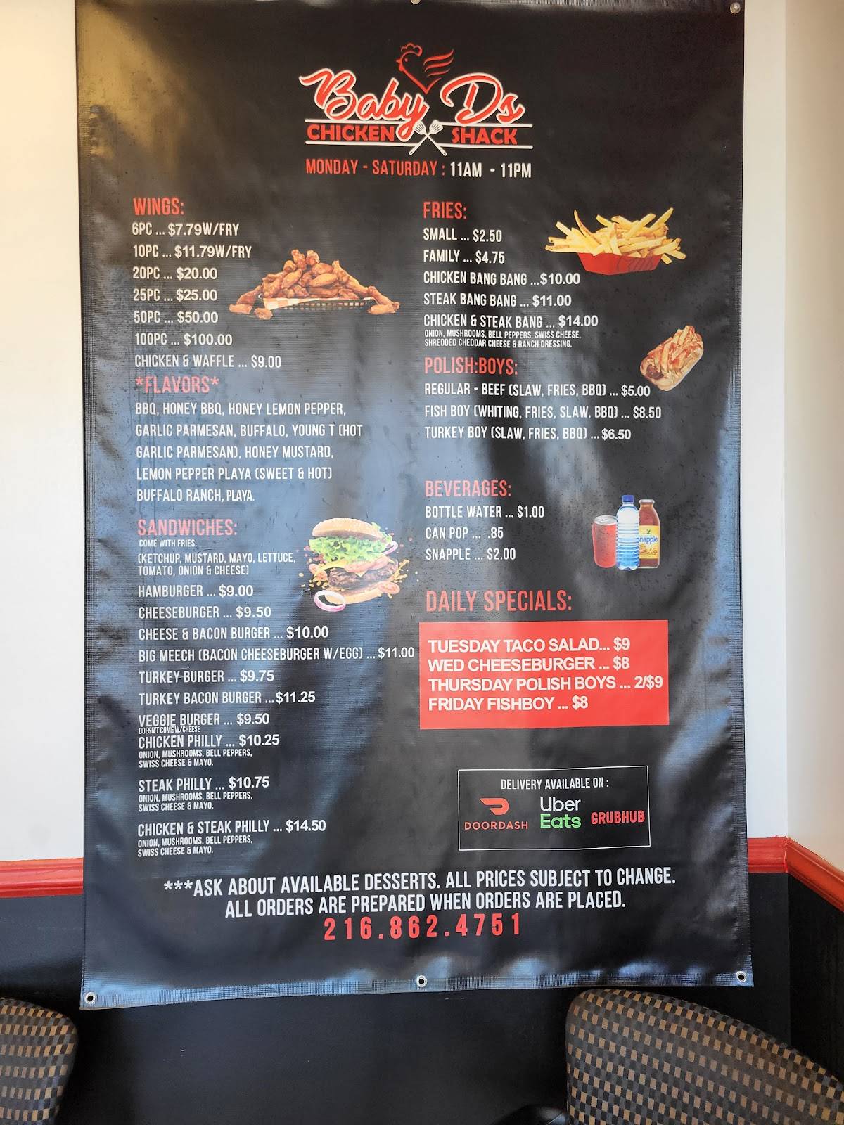 Menu at Baby D’s Chicken Shack restaurant, Euclid