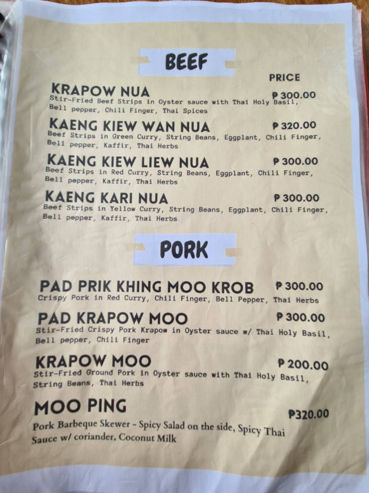 Menu at Som Tam restaurant, Baguio, 21 Ecco Building #144