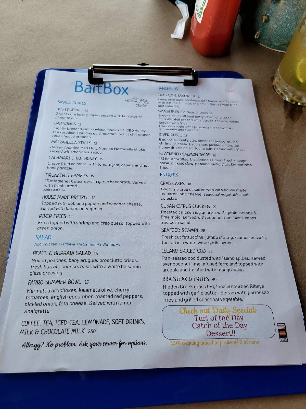 Menu at Bait Box Restaurant, Greenwich