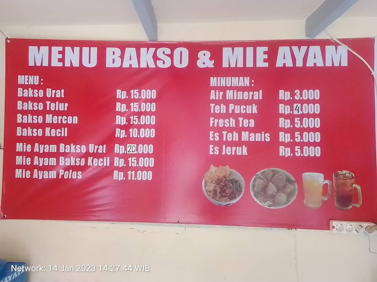Menu at Bakso & Mie Ayam "MaBar", East Jakarta