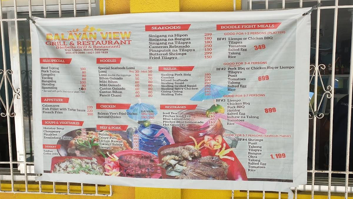 Menu at Balayan View Grill and Restaurant, Mabini