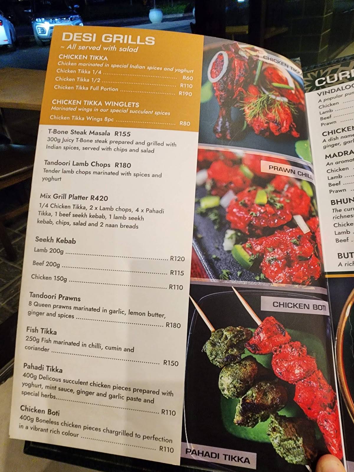 Menu at Baluchi Restaurant, Sandton