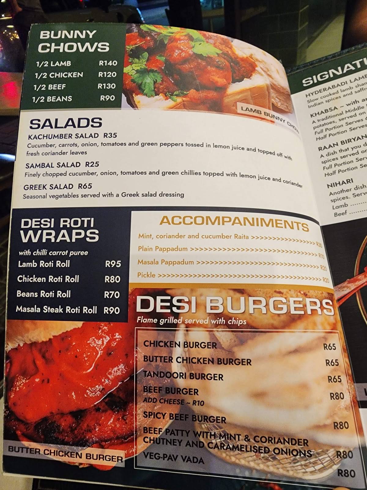 Menu at Baluchi Restaurant, Sandton