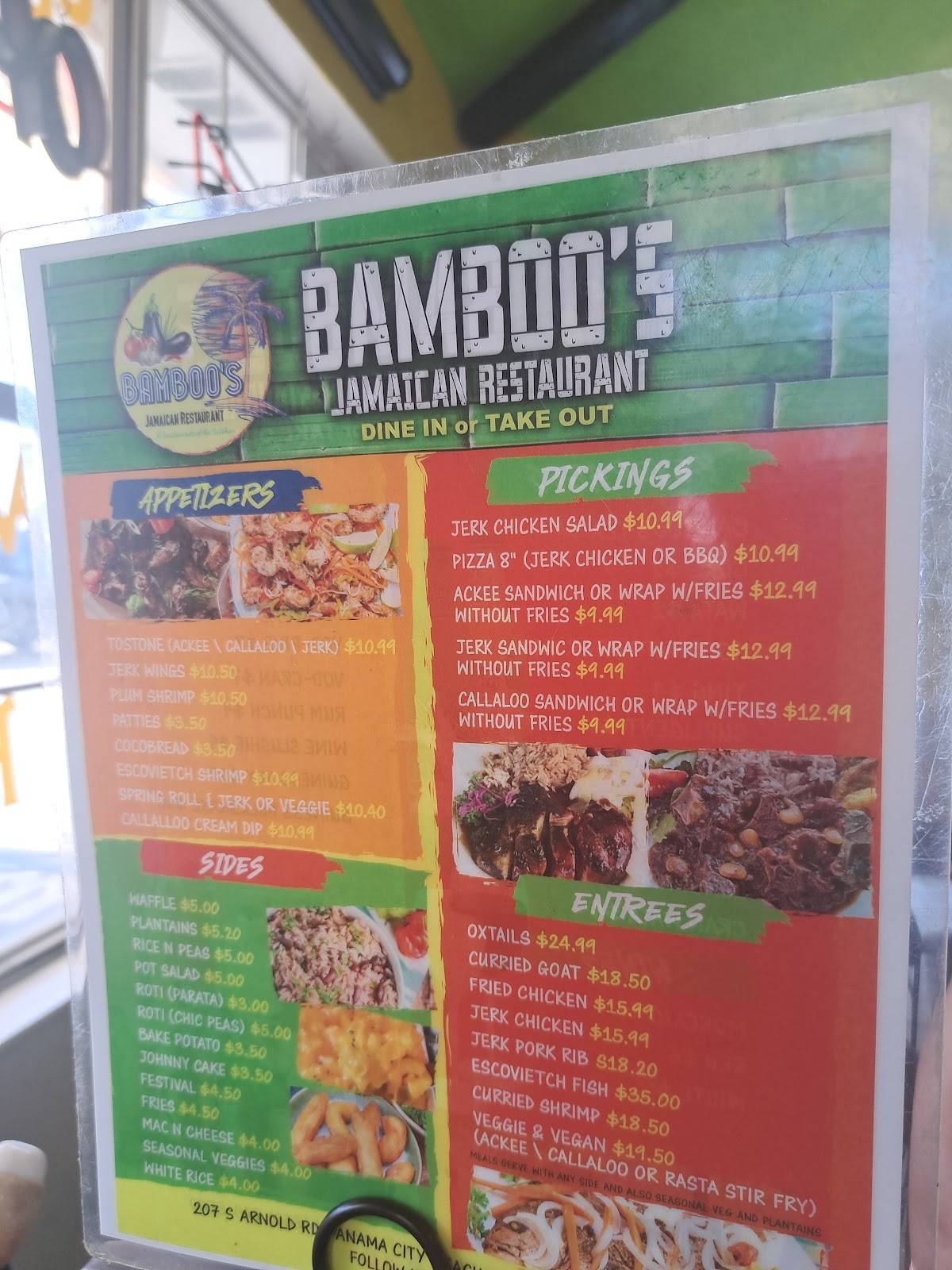 Carta de Bamboo's 2 Jamaican Restaurant, Panama City Beach