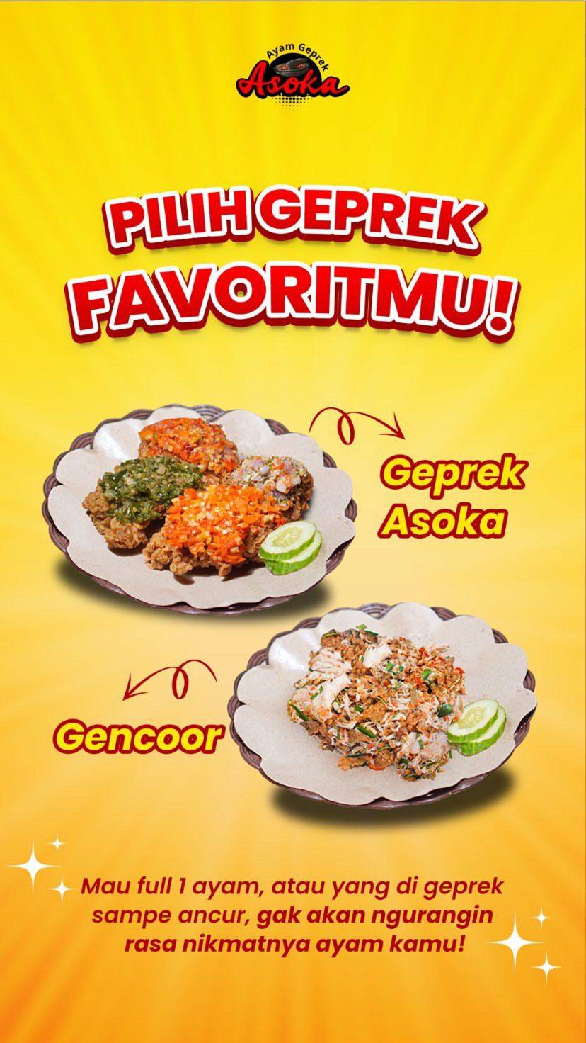 Carta del restaurante Ayam Geprek Asoka, Sarijadi, Bandung