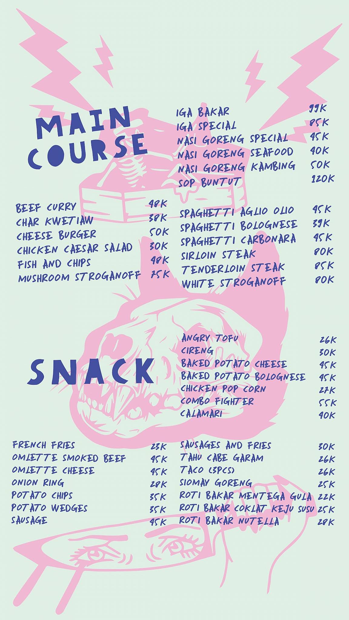 Menu at Halfway Bar, Bandung
