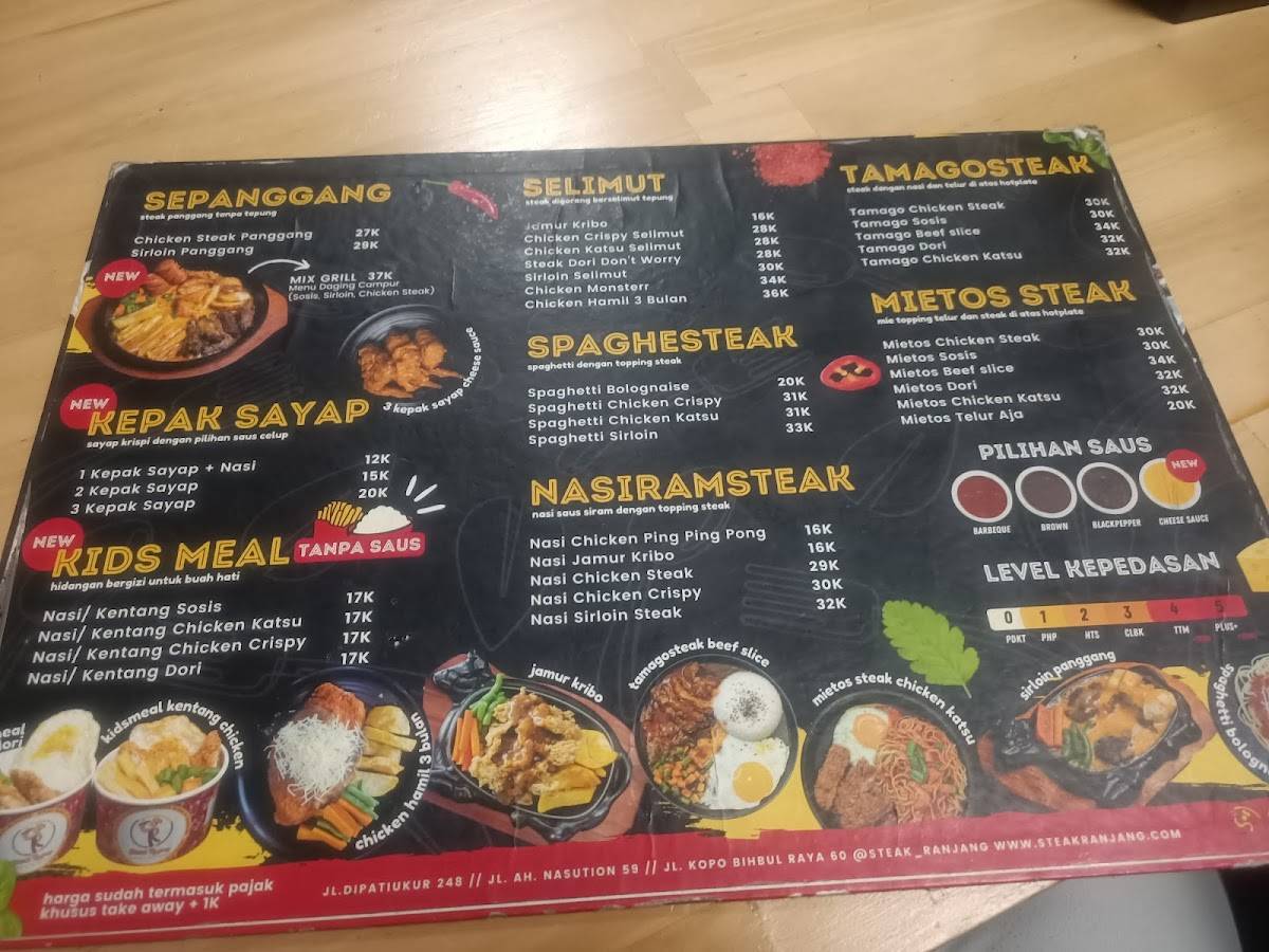 Carta del restaurante Steak Ranjang Kopo - Steak Enak di Bandung, Bandung