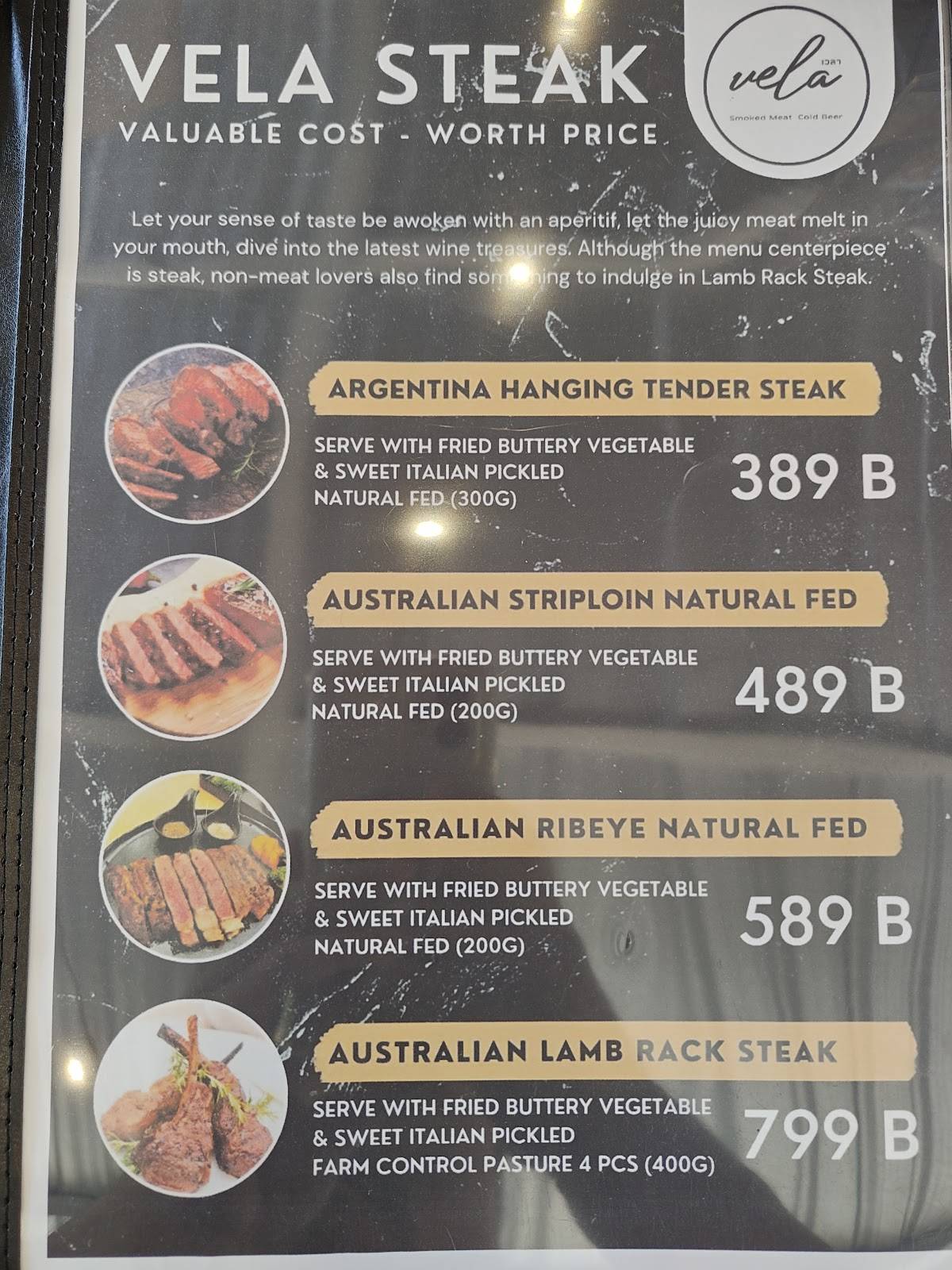 Menu at ร้าน Vela Low & Slow Cooked restaurant, Bangkok