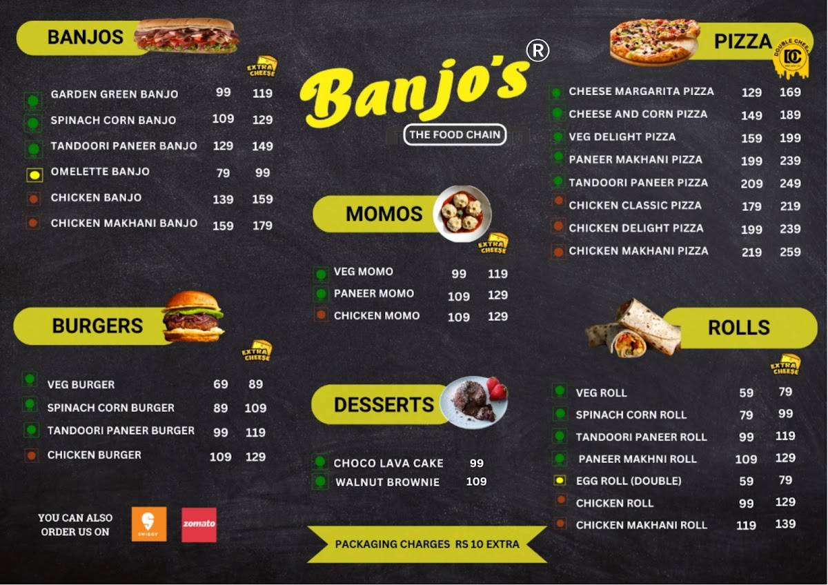 Menu at Banjo's The Food Chain - SP College, Pune