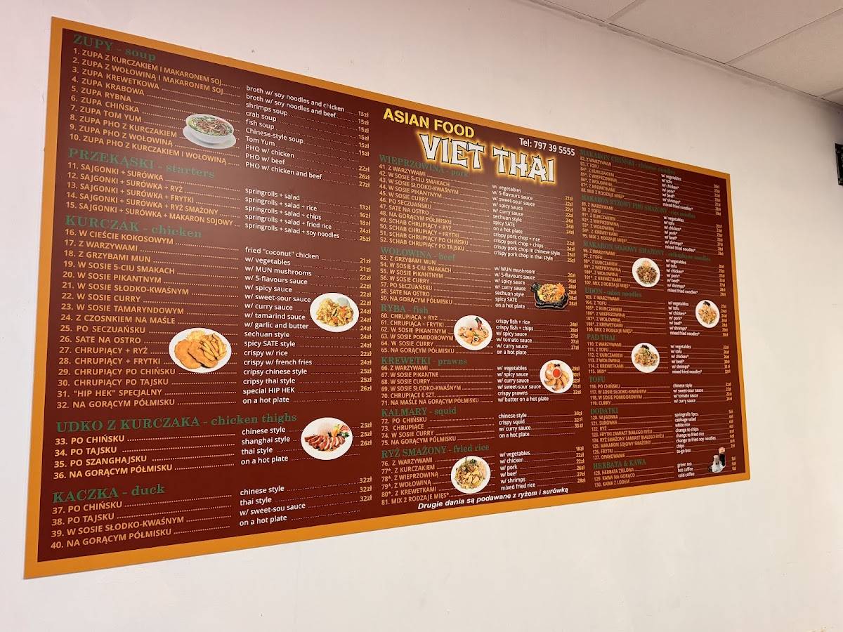 Menu at Bar Asian Food Viet Thai, Warsaw