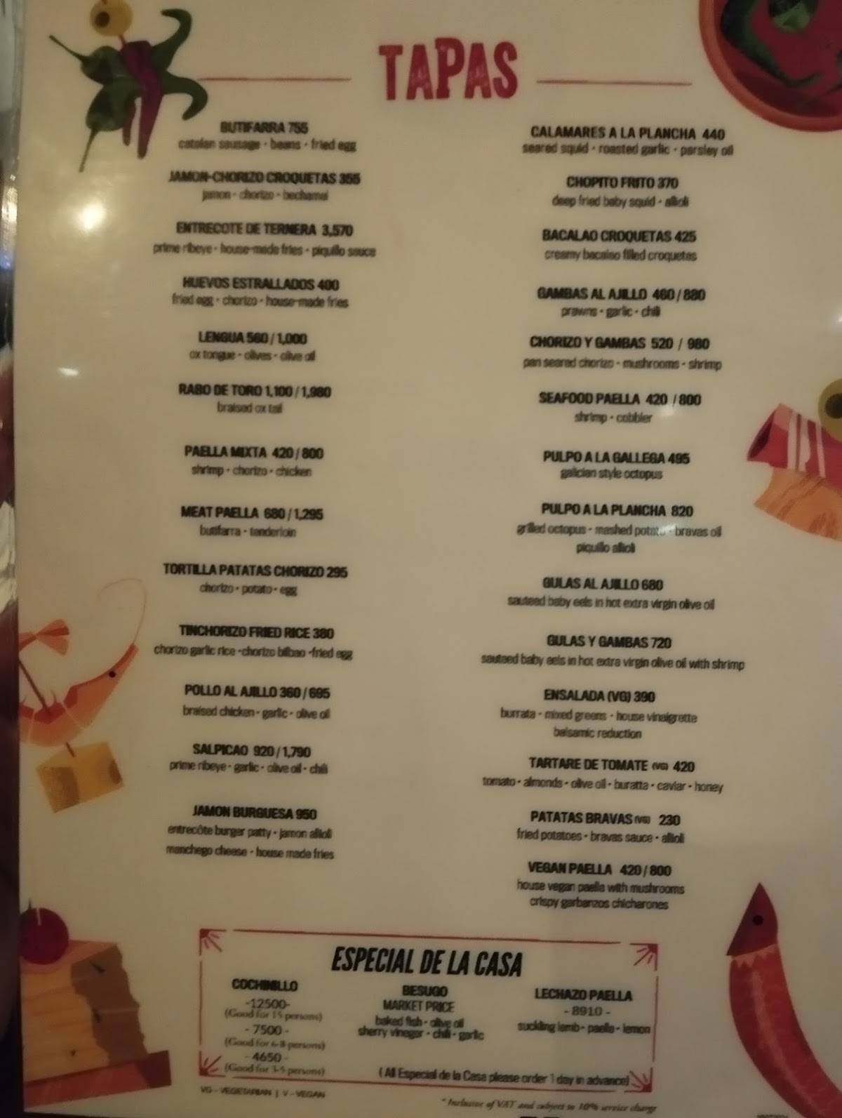 Menu at Bar Pintxos Salcedo, Makati