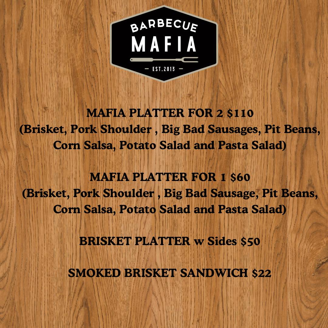 Menu at Barbecue Mafia, Coorparoo