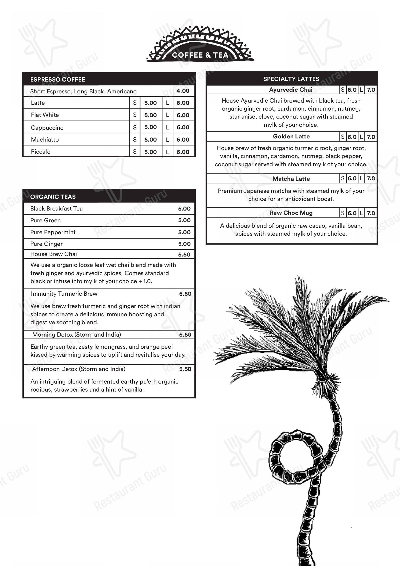 Menu at Barefoot Eatery, Christchurch