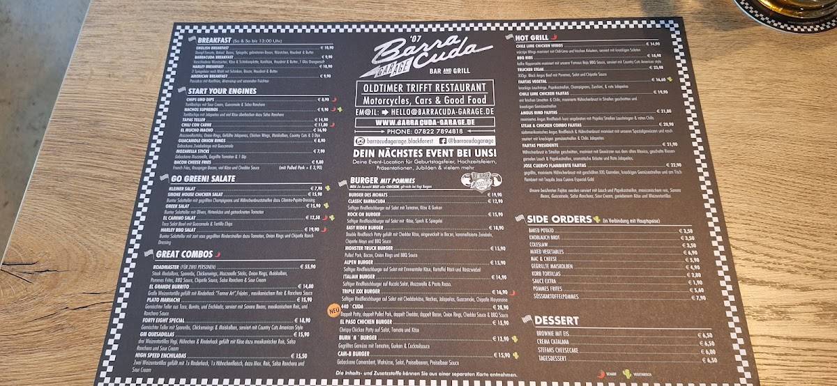 Barracuda menu store