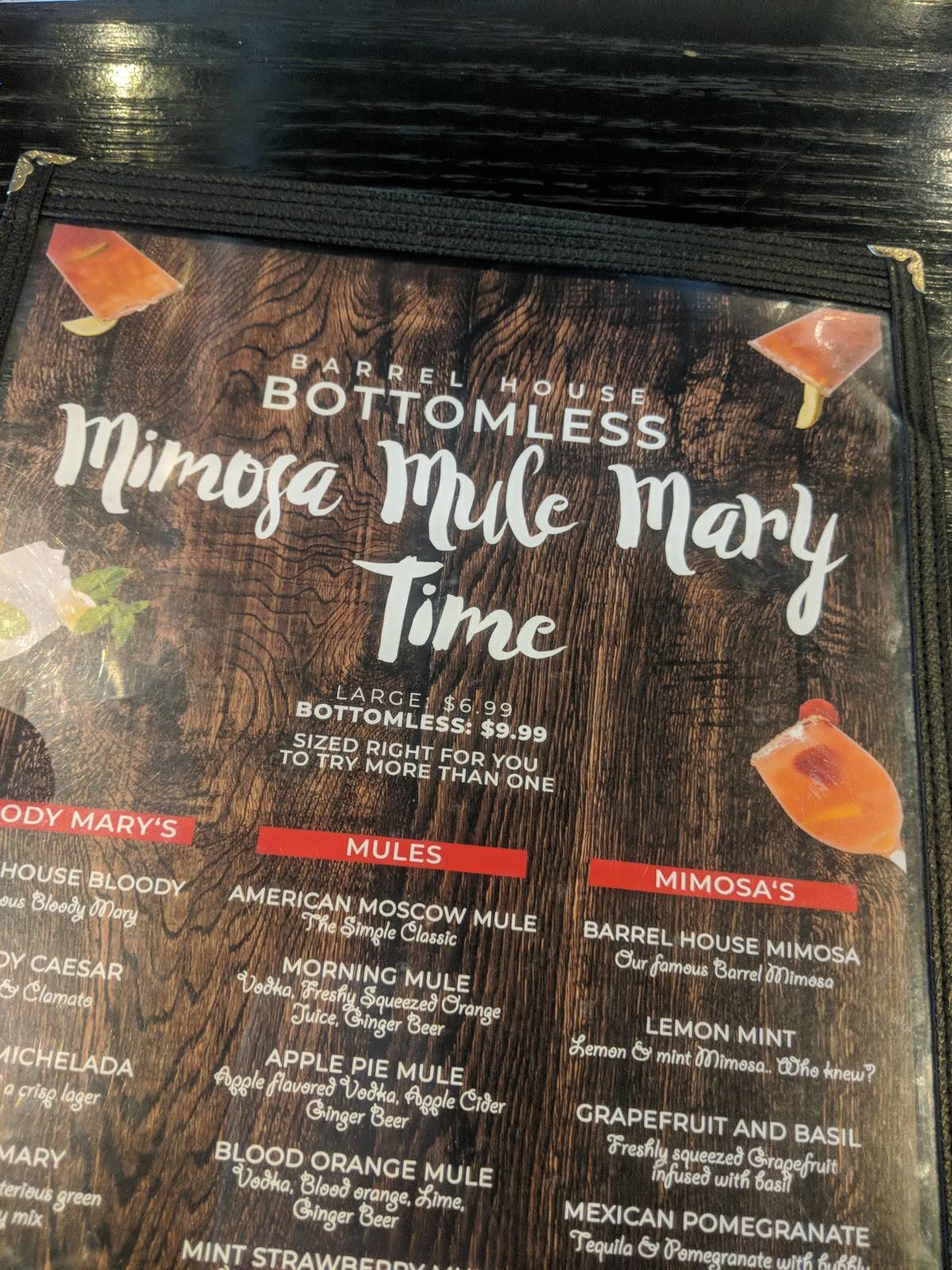 Menu at Barrel House, Dubuque