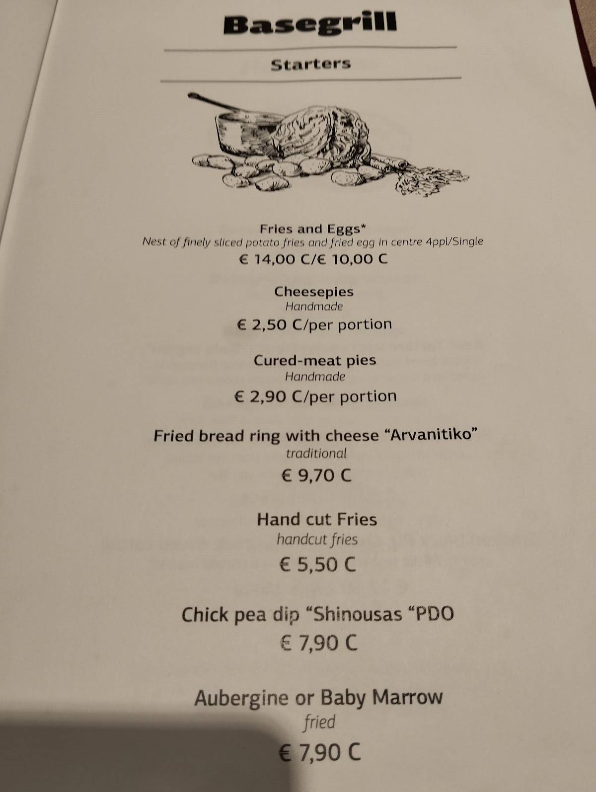 Menu at Basegrill Athens, Peristeri