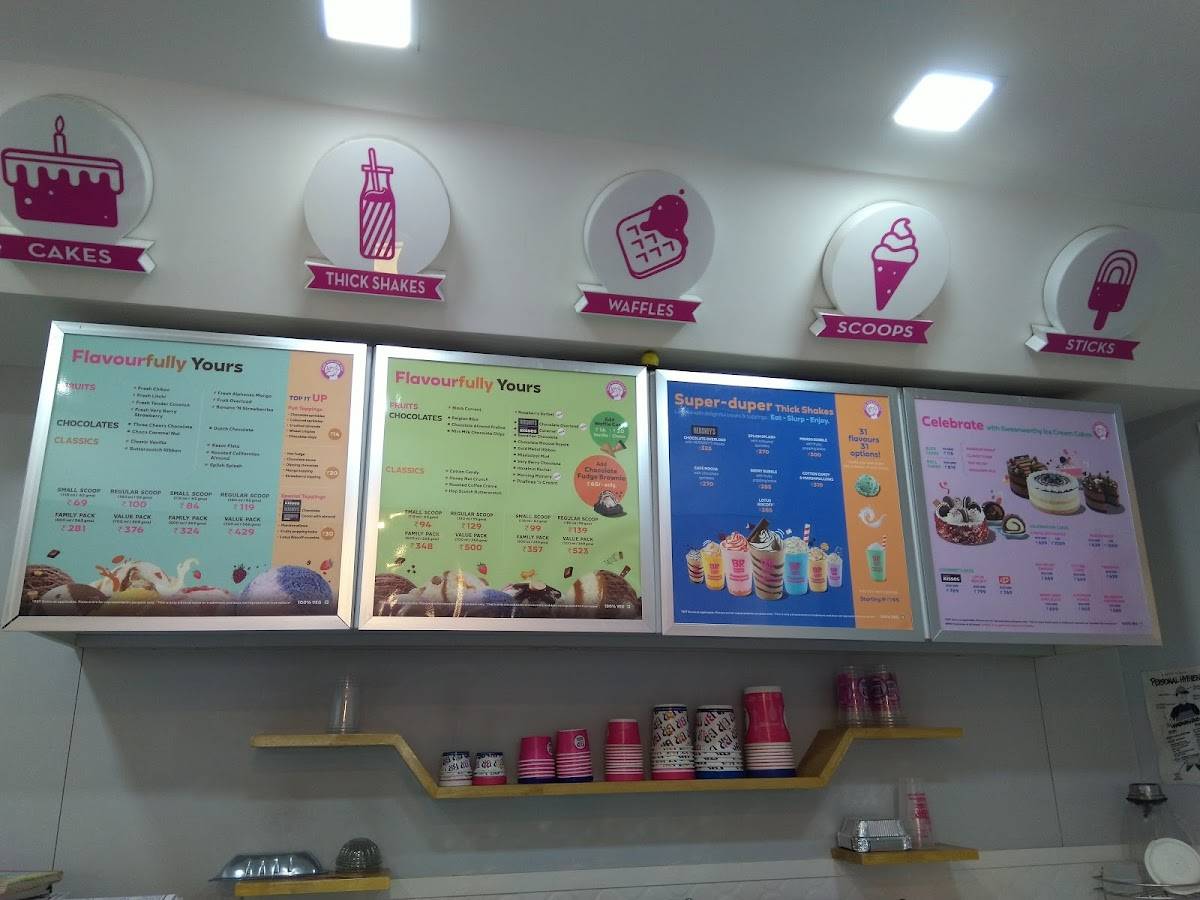 Menu at Baskin Robbins, Erode