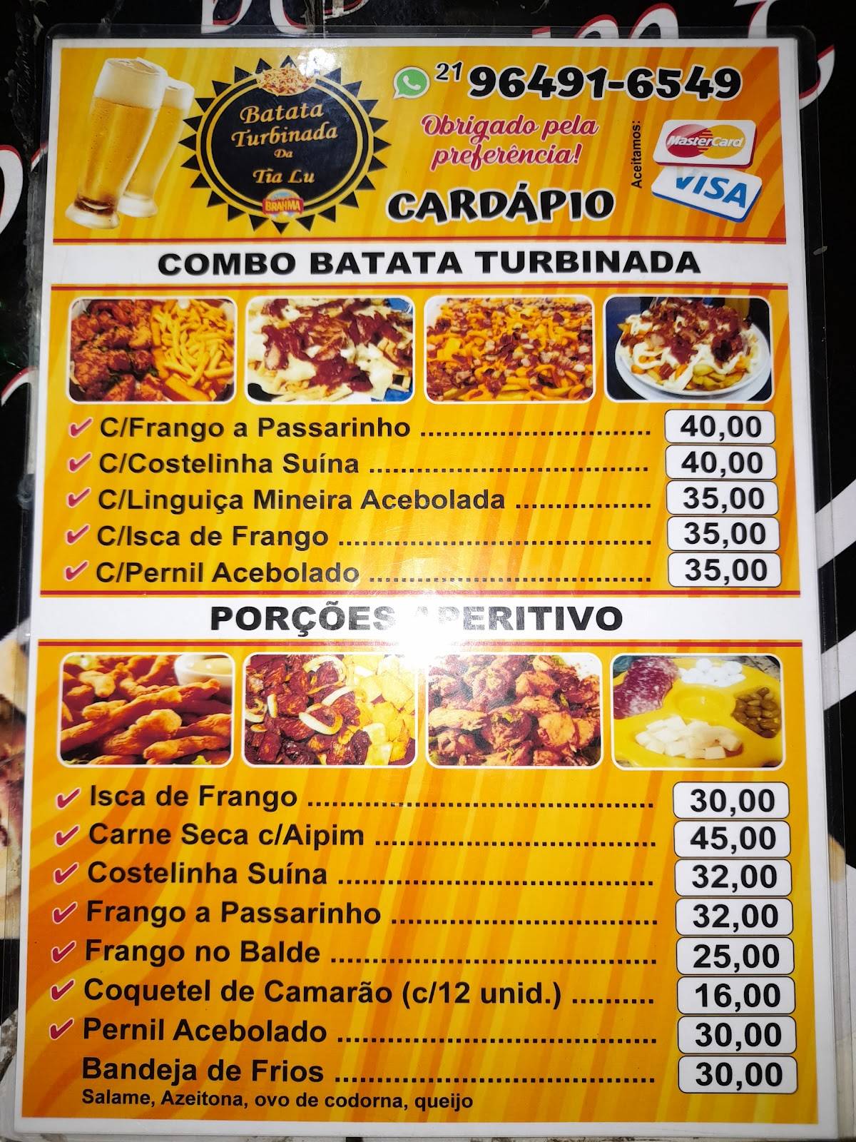 Menu em Batata turbinada da tia Lu pub & Bar, Maricá