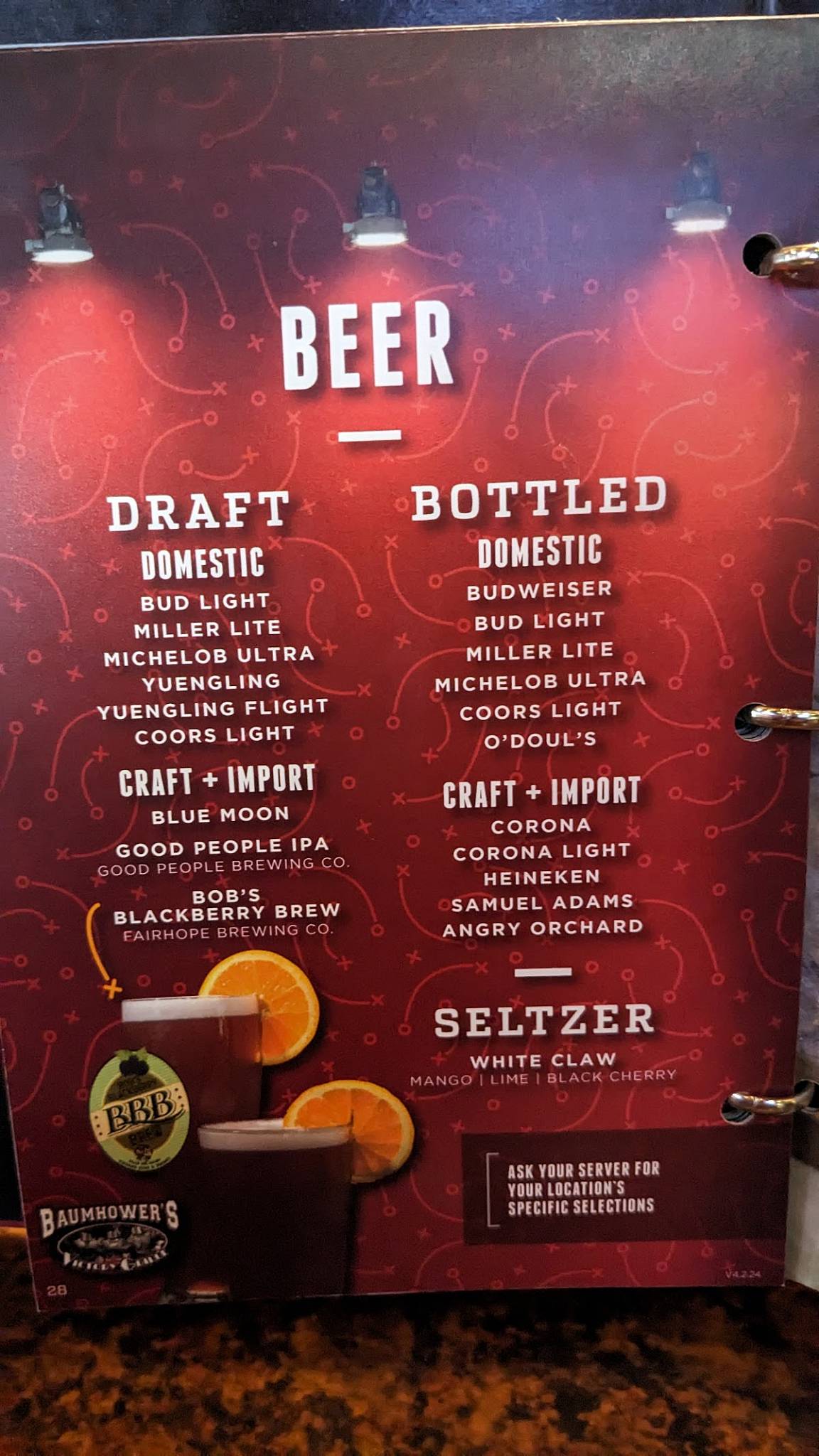 Menu at Baumhower's Victory Grille pub & bar, Montgomery