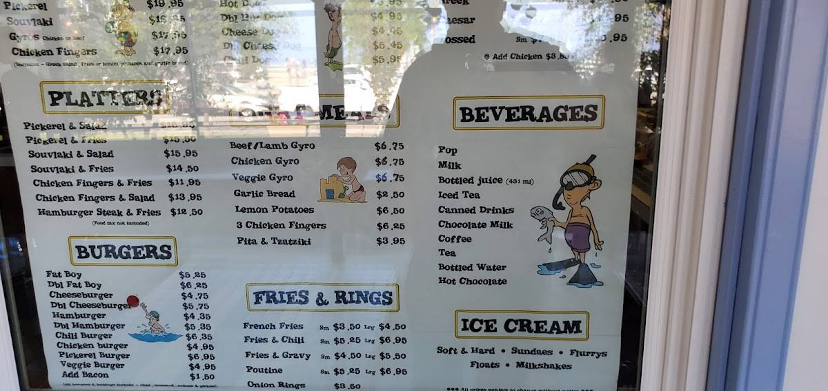 Menu at Beach Boy Restaurant, Gimli