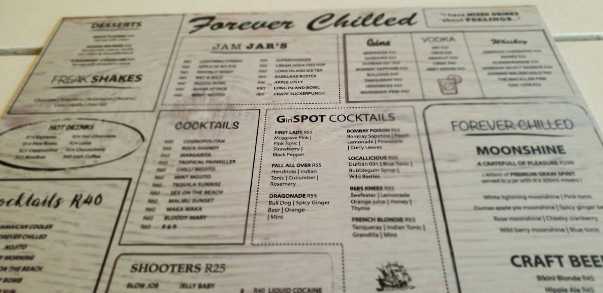 Menu at Beach Bums restaurant, Westbrook