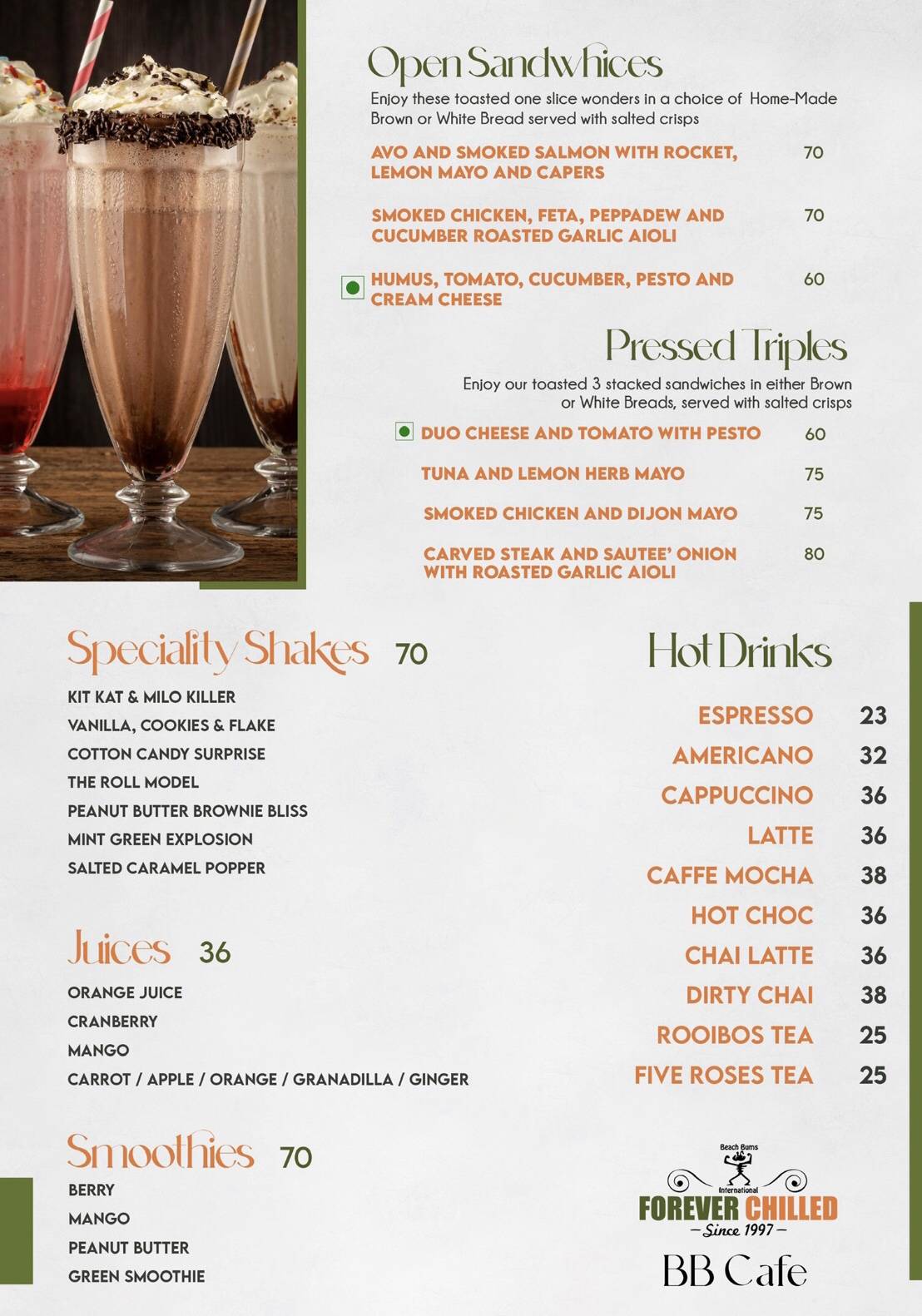Menu at Beach Bums restaurant, Westbrook