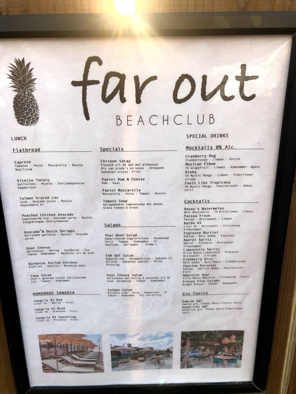Speisekarte von Beach Club Far Out, Zandvoort