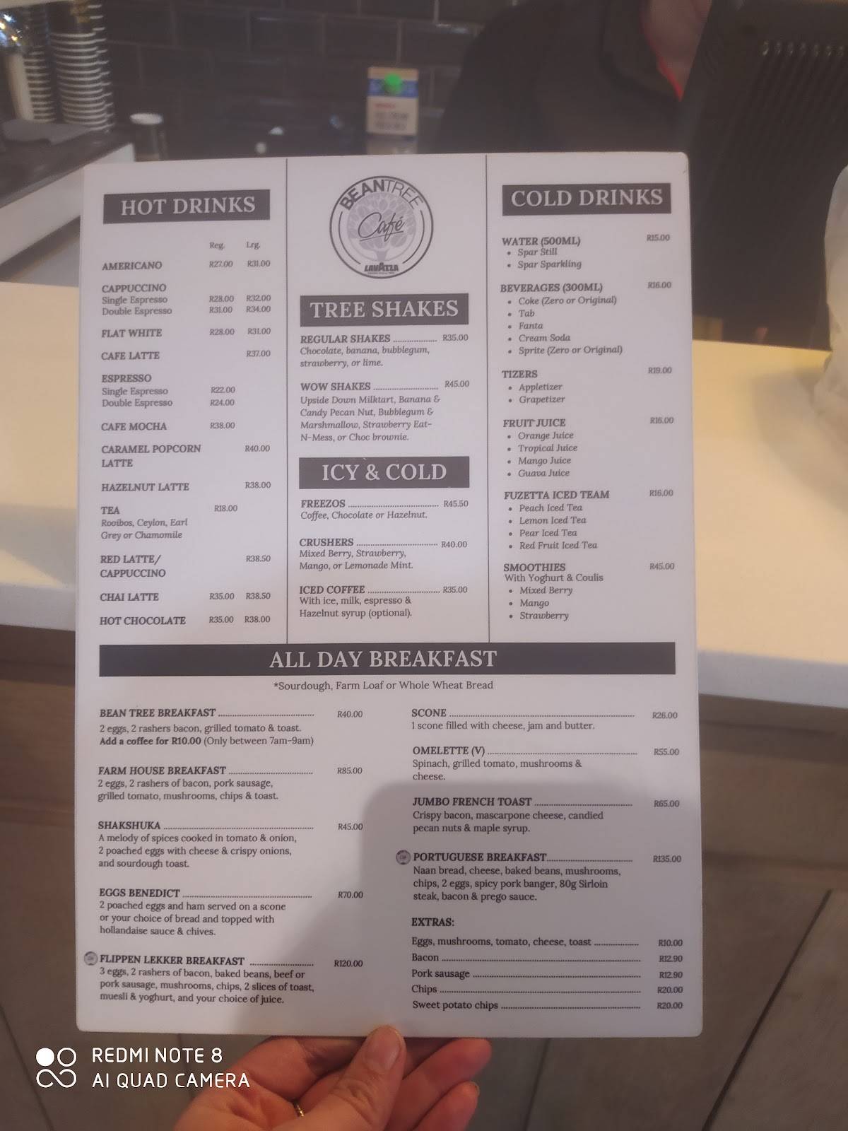 Menu at Bean Tree Café @ SPAR, Piketberg