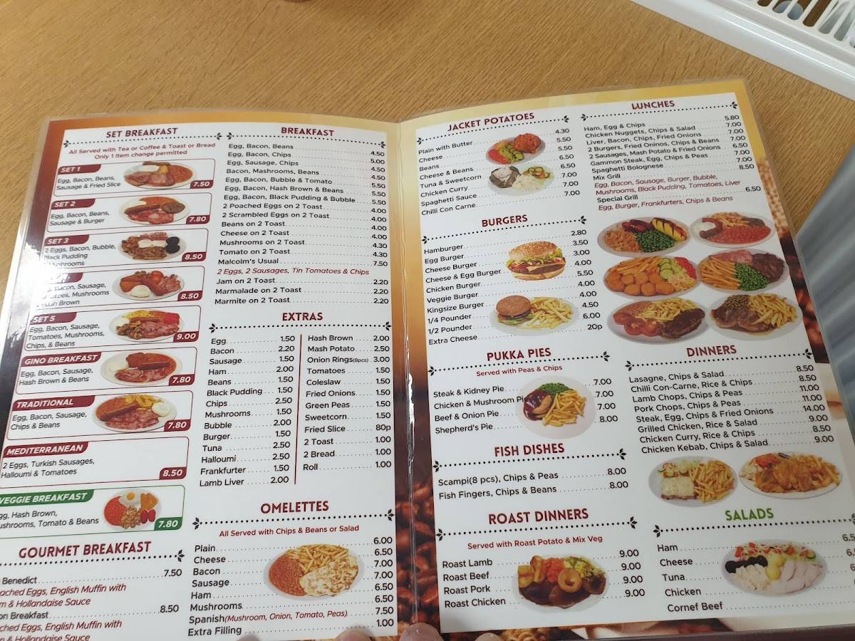 Menu at Beano's Cafe, Bexleyheath