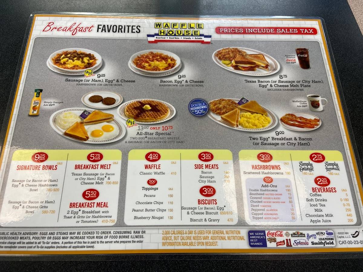 Menu at Waffle House restaurant, Beaufort, 11 Sams Point Rd