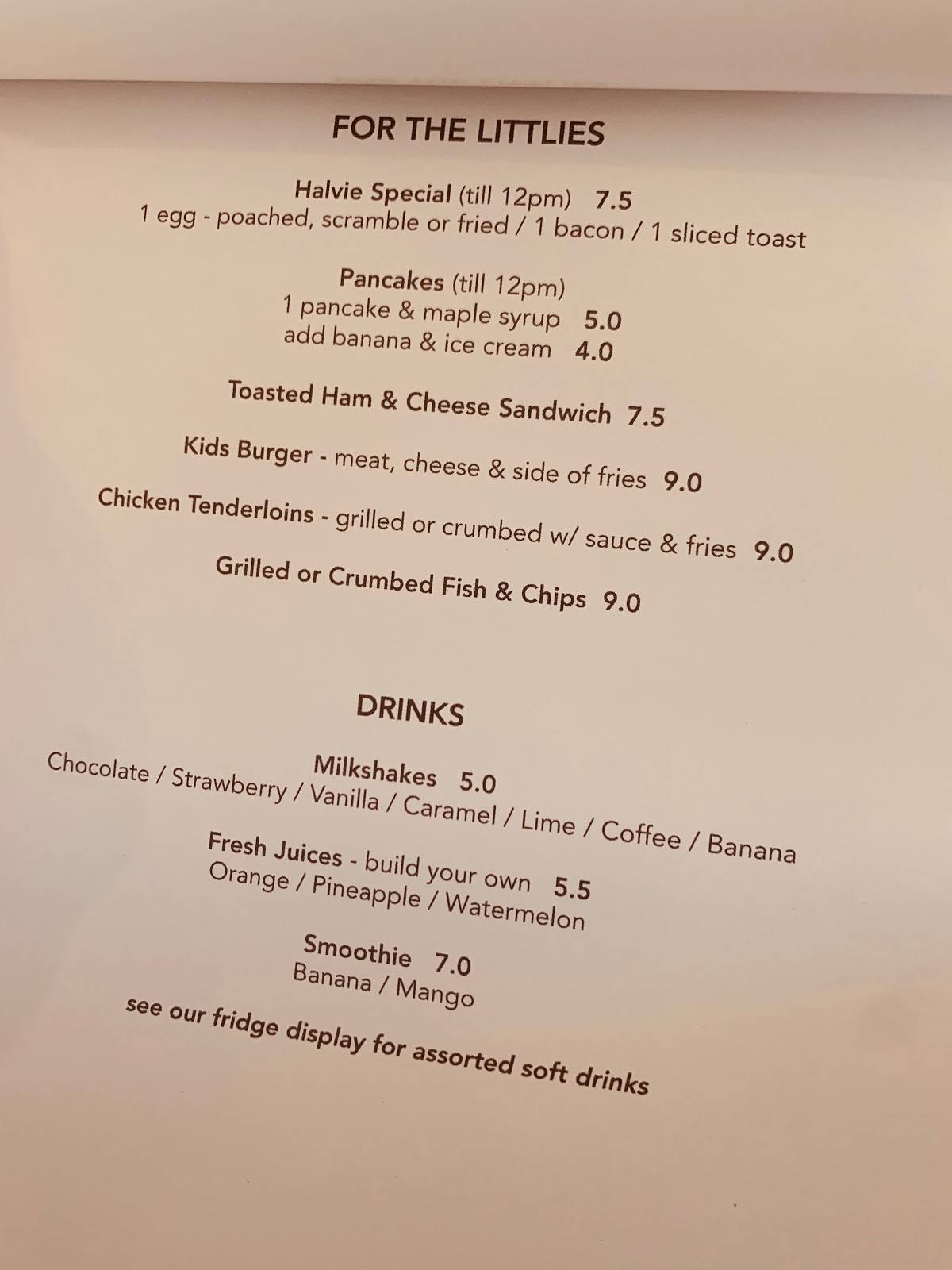 Menu at Beechwoods Cafe Milk Bar, Mossman