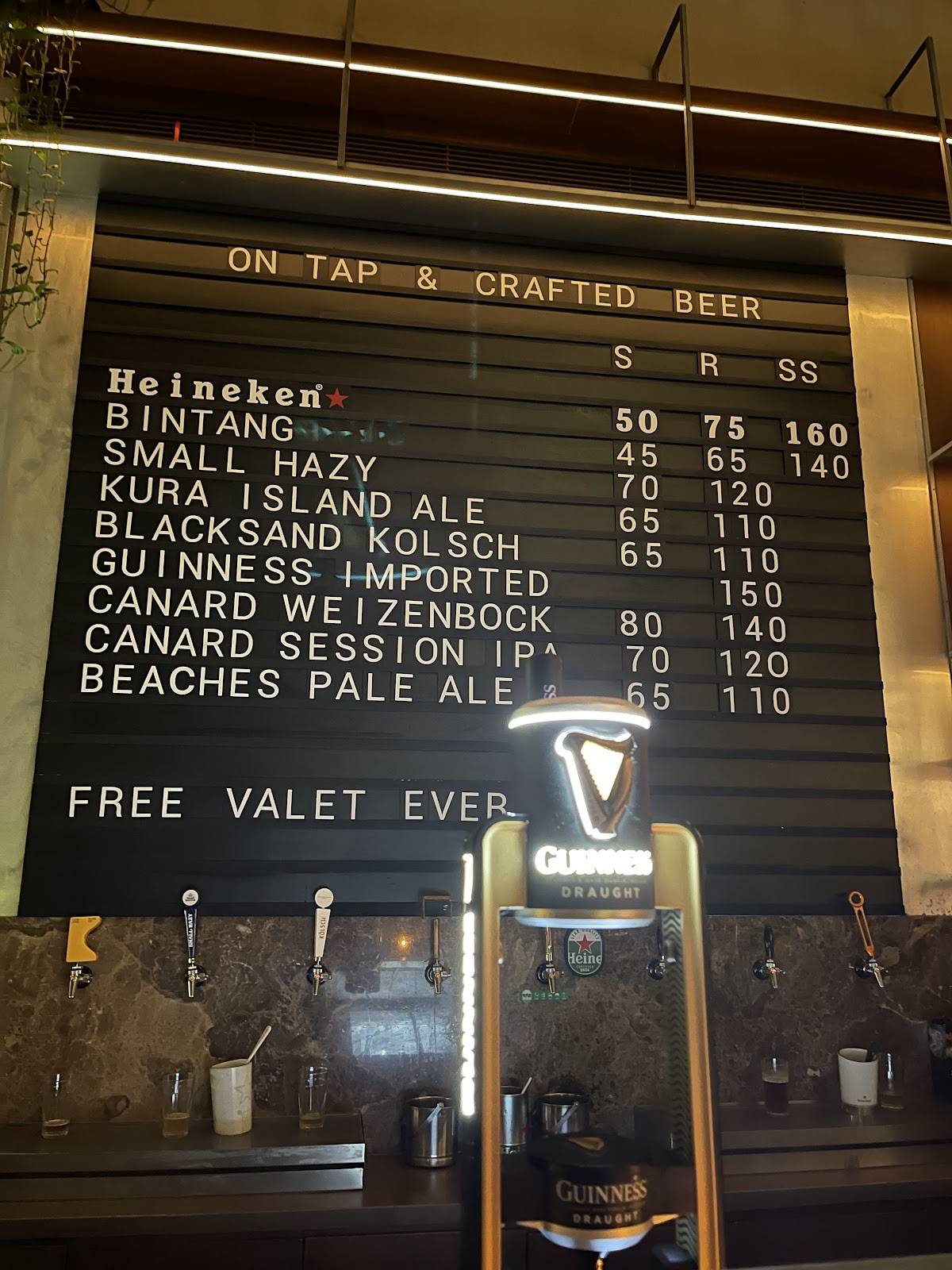 Carta del pub y bar Beer Garden+, Yakarta, SCBD PARK