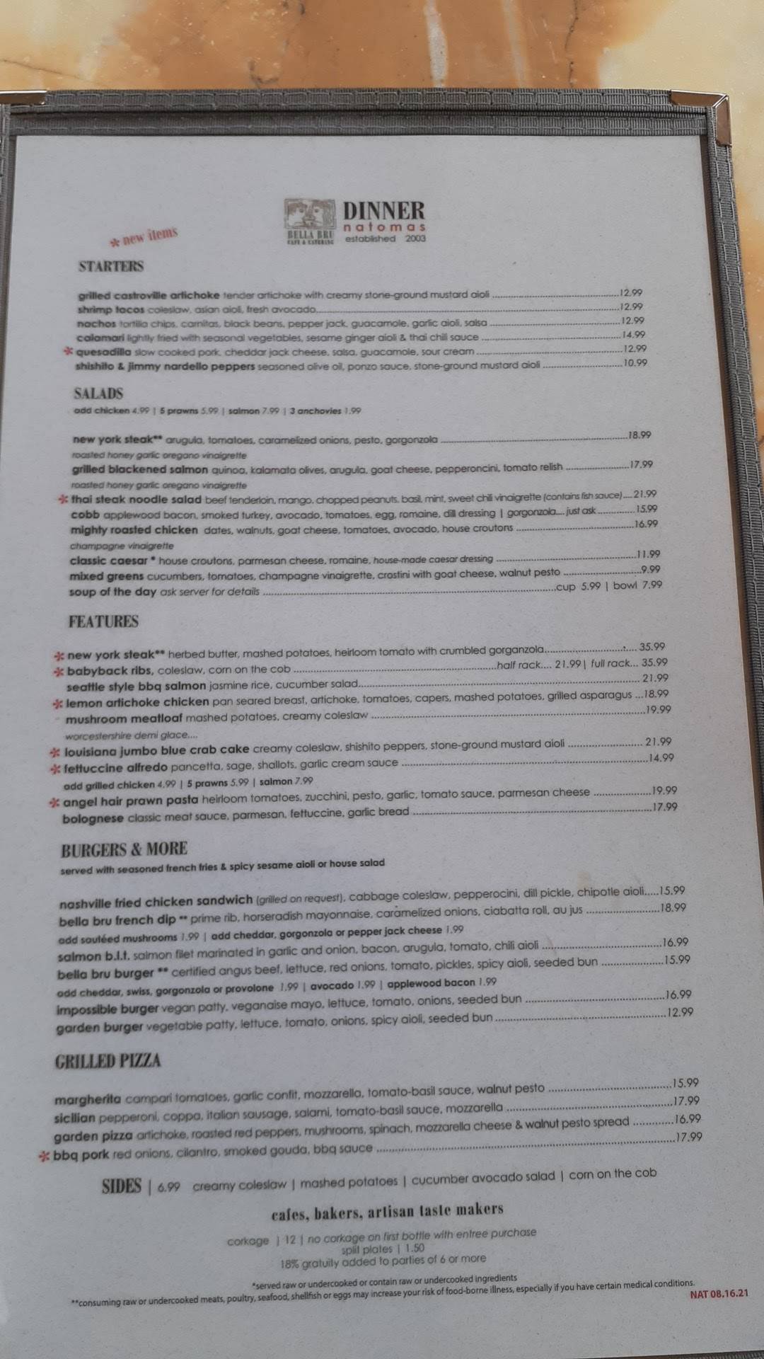 Menu at Bella Bru Cafe, Sacramento, Natomas Blvd Suite 100