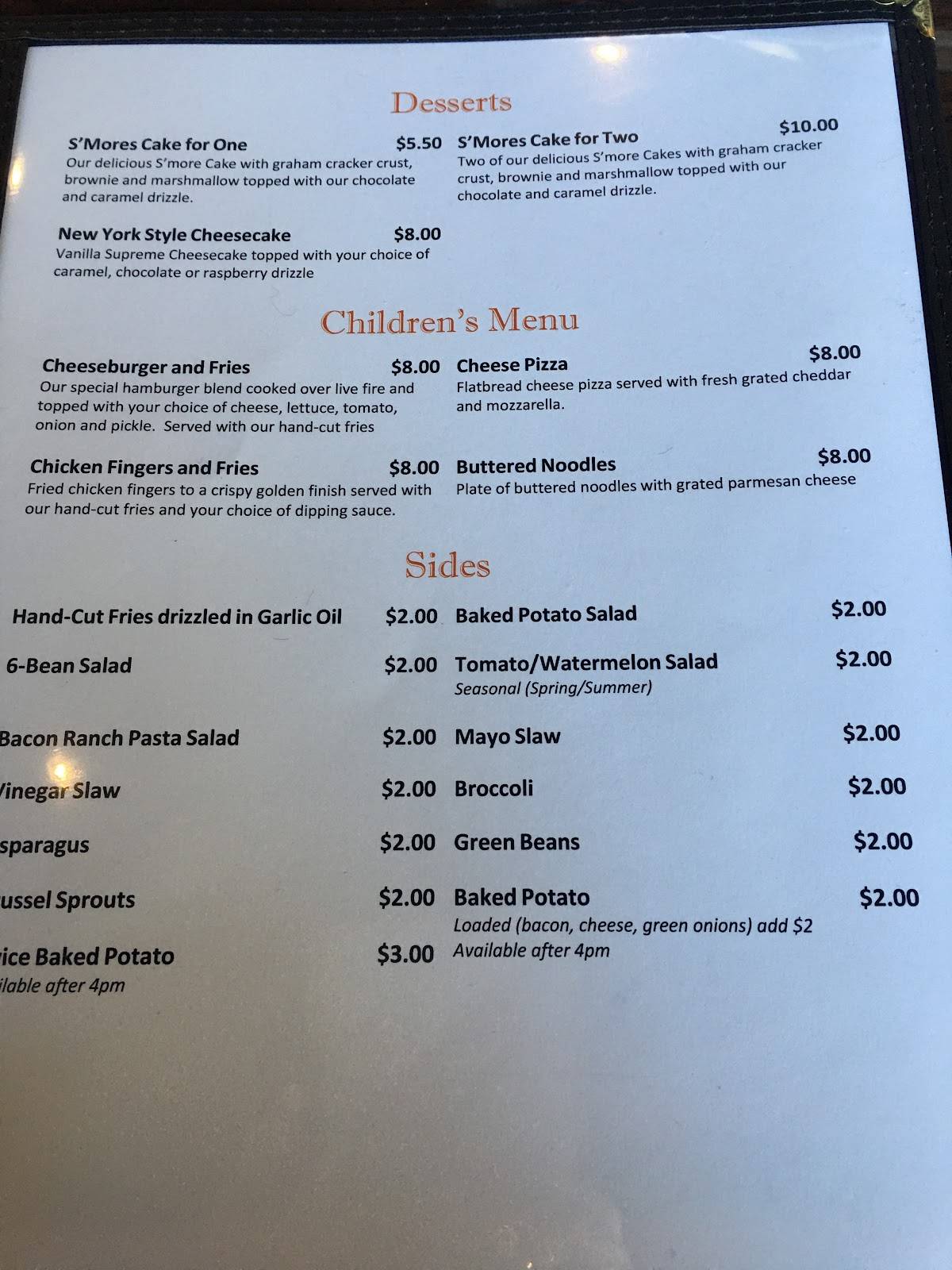 Menu at Cured and Cultured restaurant, Belleville