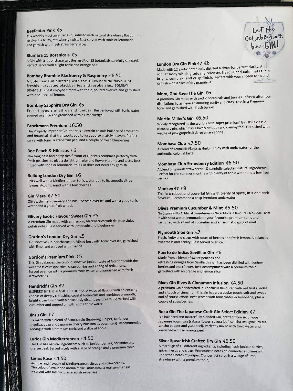 Menu at The Dizzy Donkey pub & bar, Benalmádena