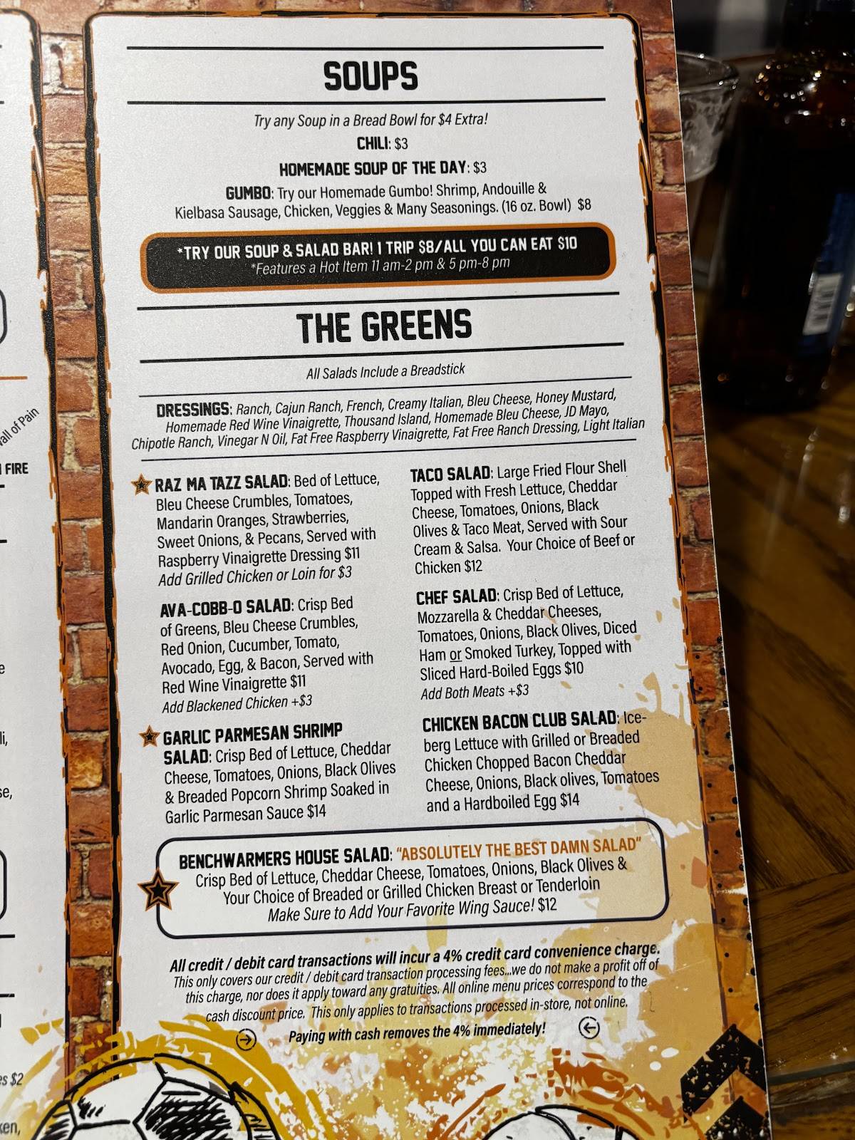Menu at Benchwarmers Eatery & Sports pub & bar, Ottumwa
