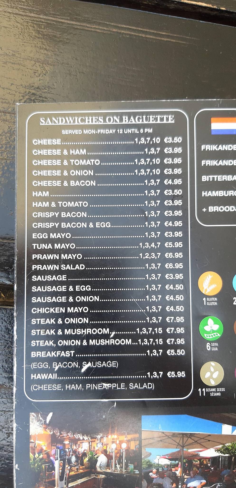 Carta del restaurante El Mundo, Benimar, Benijófar
