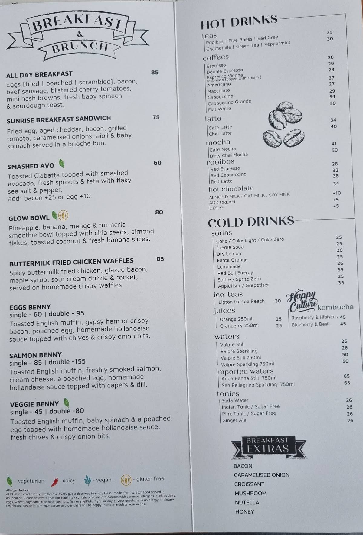 Menu at Chalk Craft Eatery - Lakefield pub & bar, Benoni