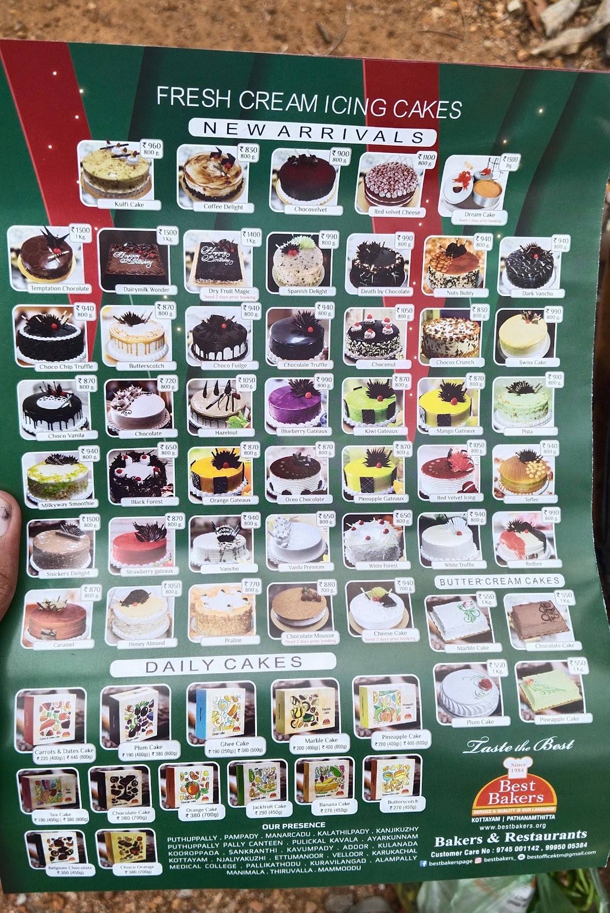 Menu at Best Bakers And Restaurant, Puthuppally, HH5F+P48