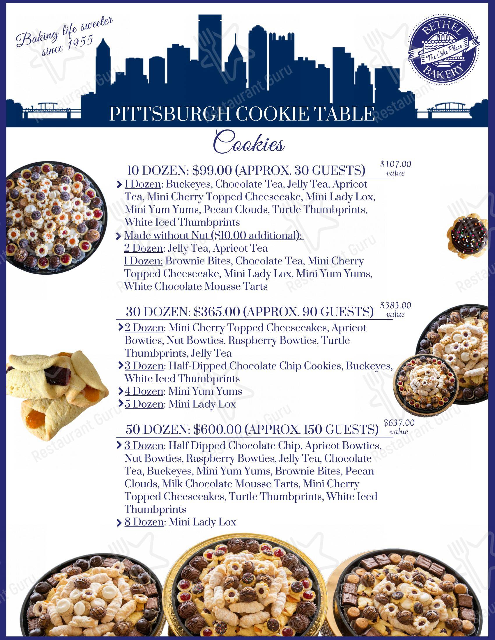 Menu at Bethel Bakery, Bethel Park, Brightwood Rd