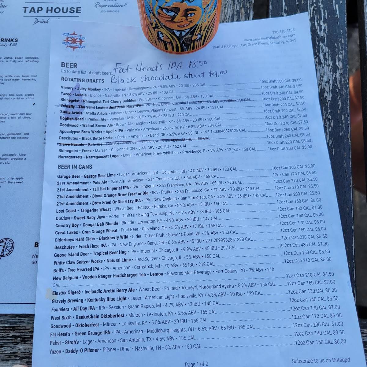 Menu at Between The Lakes Tap House desserts, Grand Rivers