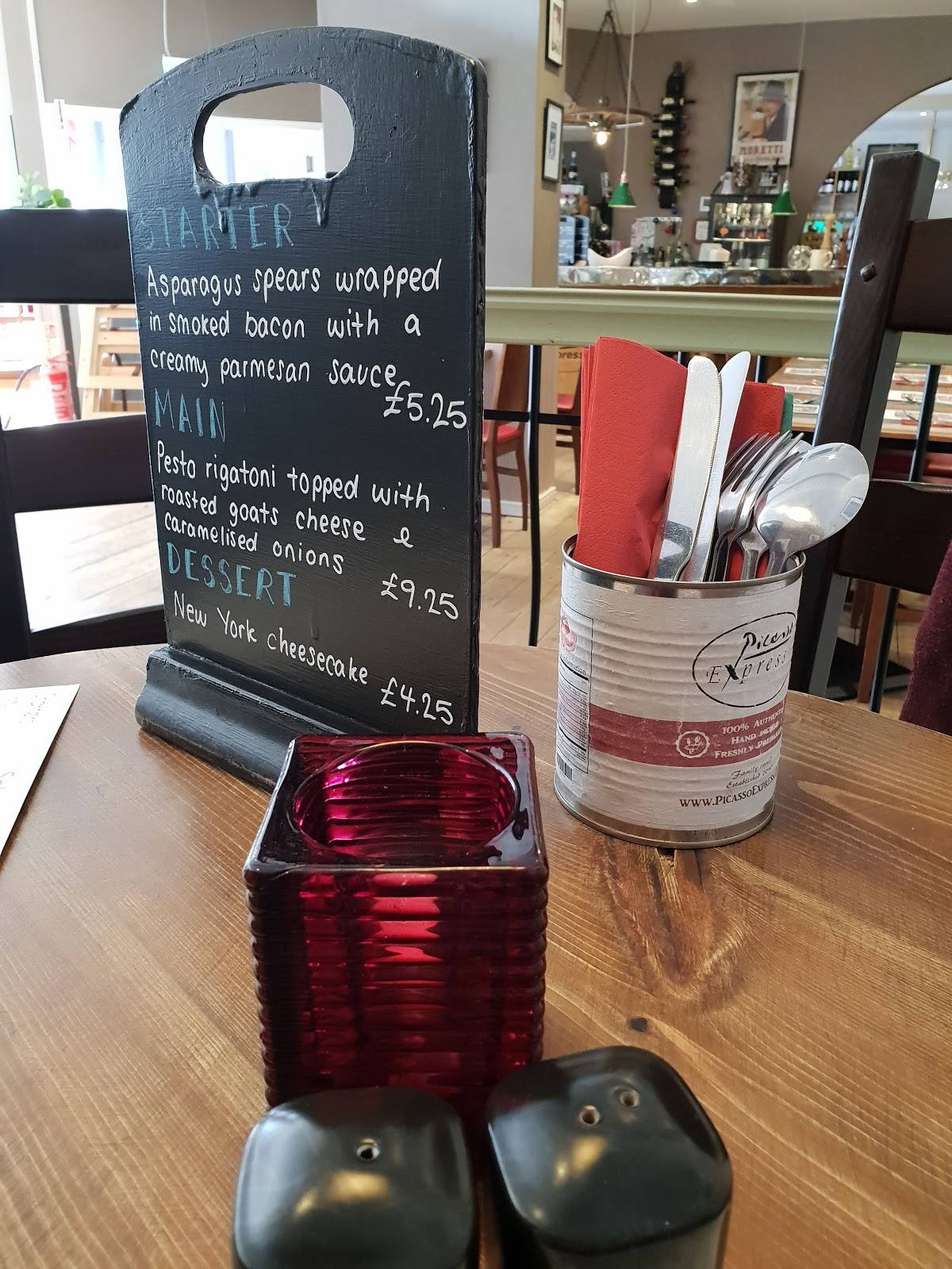 Menu at Picasso Express restaurant, Bexhill
